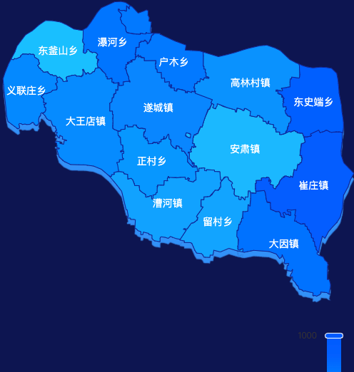 Echarts保定市徐水区地图 Visualmap控制地图颜色演示实例 完竣世界