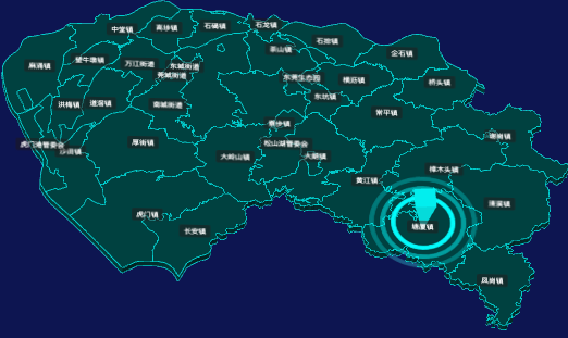 echarts东莞市geoJson地图3d地图自定义图标实例代码 - 完竣世界