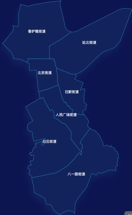 echarts大连市西岗区geoJson地图地图下钻展示演示实例 - 完竣世界