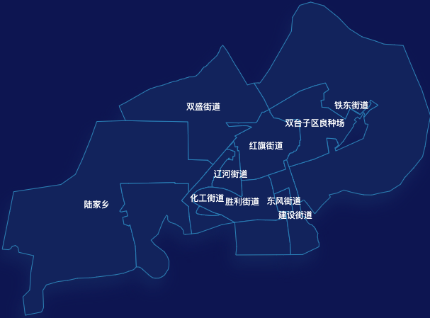 echarts盘锦市双台子区geoJson地图地图下钻展示效果实例 - 完竣世界