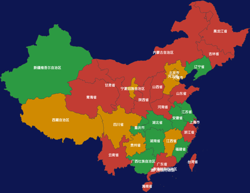 echarts 中国地图区块自定义颜色 - 完竣世界