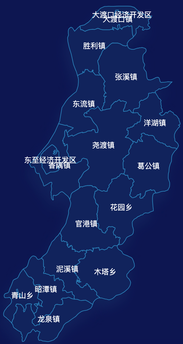 echarts池州市东至县geoJson地图地图下钻展示演示实例 - 完竣世界